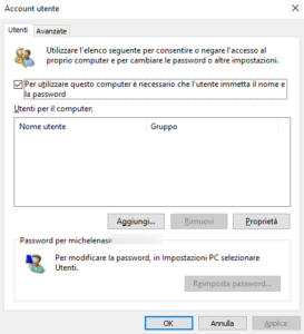 Windows: Come rimuovere la password utente e cambiare nome utente